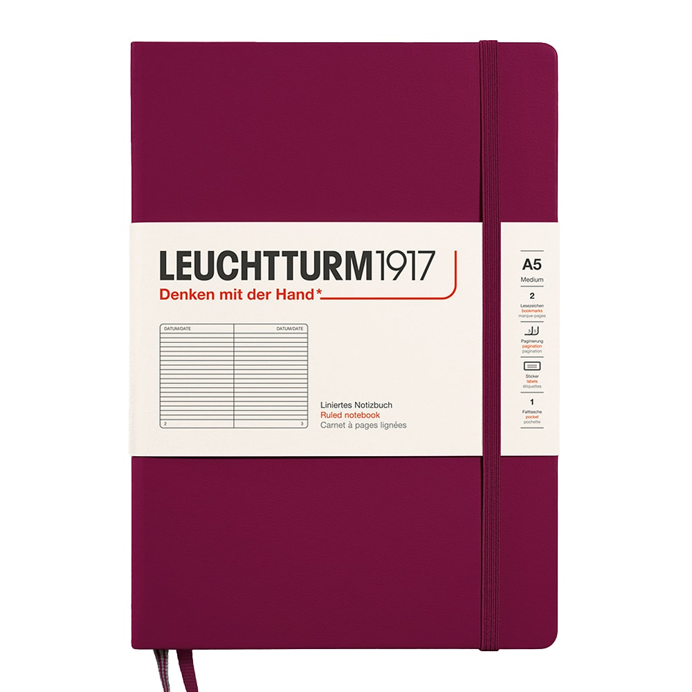 Leuchtturm1917 Hardcover A5 Ruled Port Red